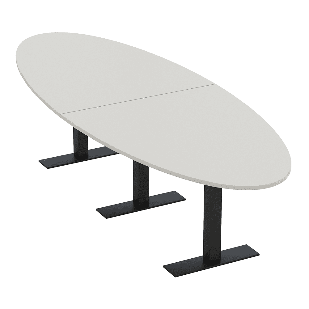 10 Person Oval Conference Table With Metal T-Bases And Electric Units ...