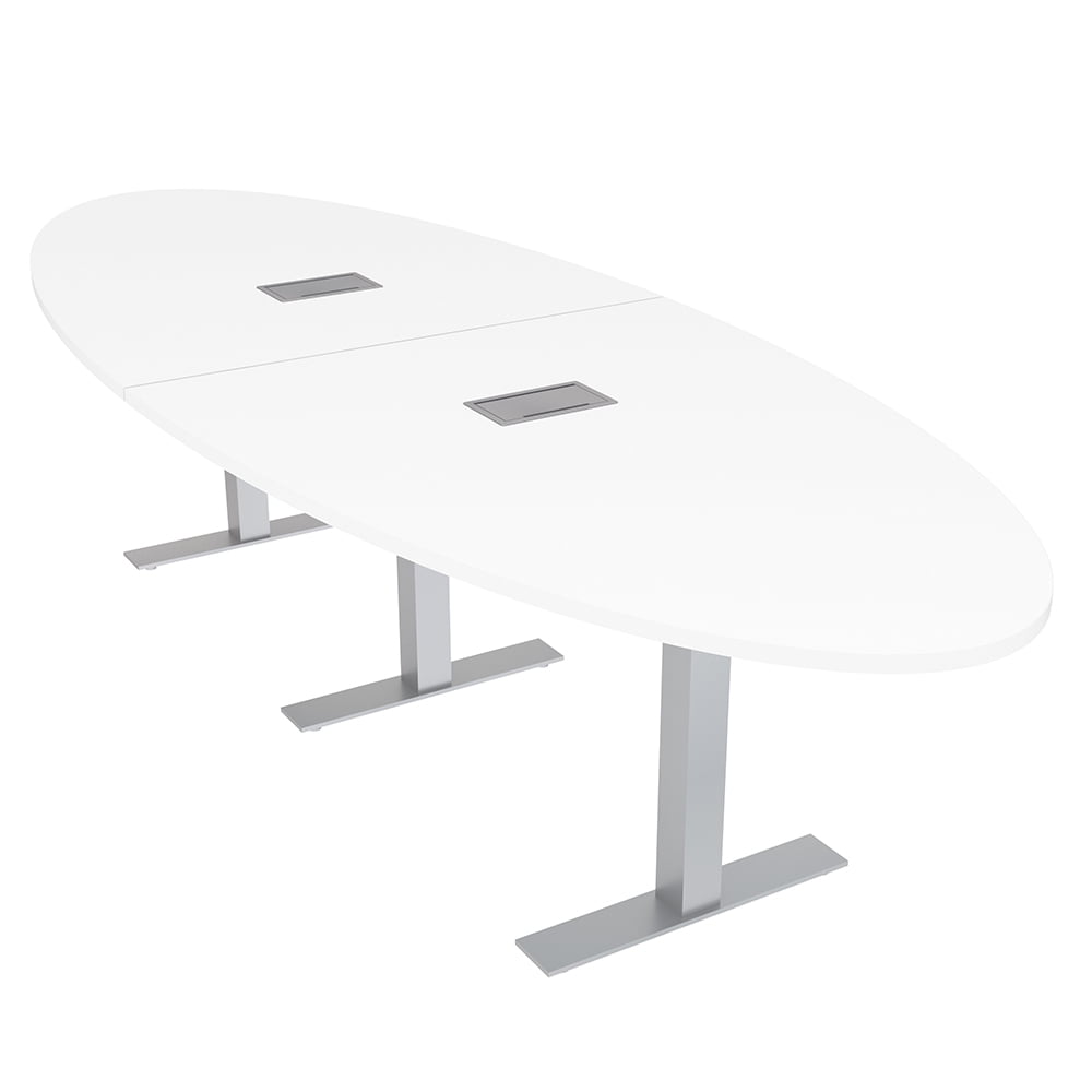 10 Person Oval Conference Table With Metal T-Bases And Electric Units ...
