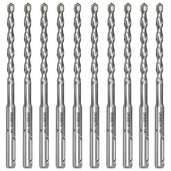 10-Piece 1/4” SDS Plus Drill Bits Rotary Hammer Drill Bit Set, Carbide ...