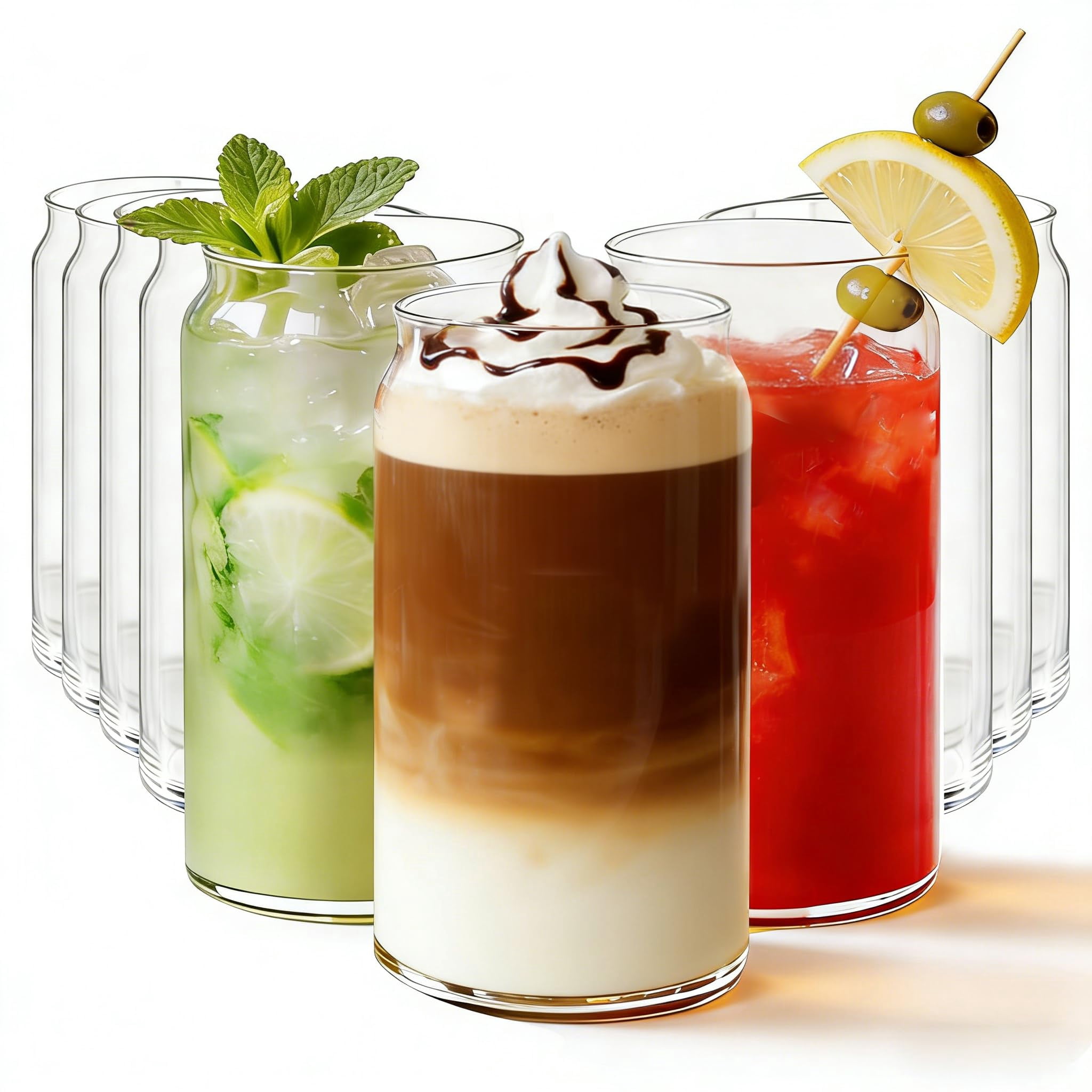 10-Piece 17oz Can Shaped Highball Drinkware Set, Ideal For Iced Tea ...