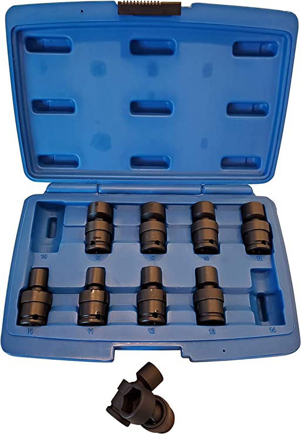 10-Piece 3/8" Drive METRIC Shallow Impact Radius Corner Design (Swivel ...