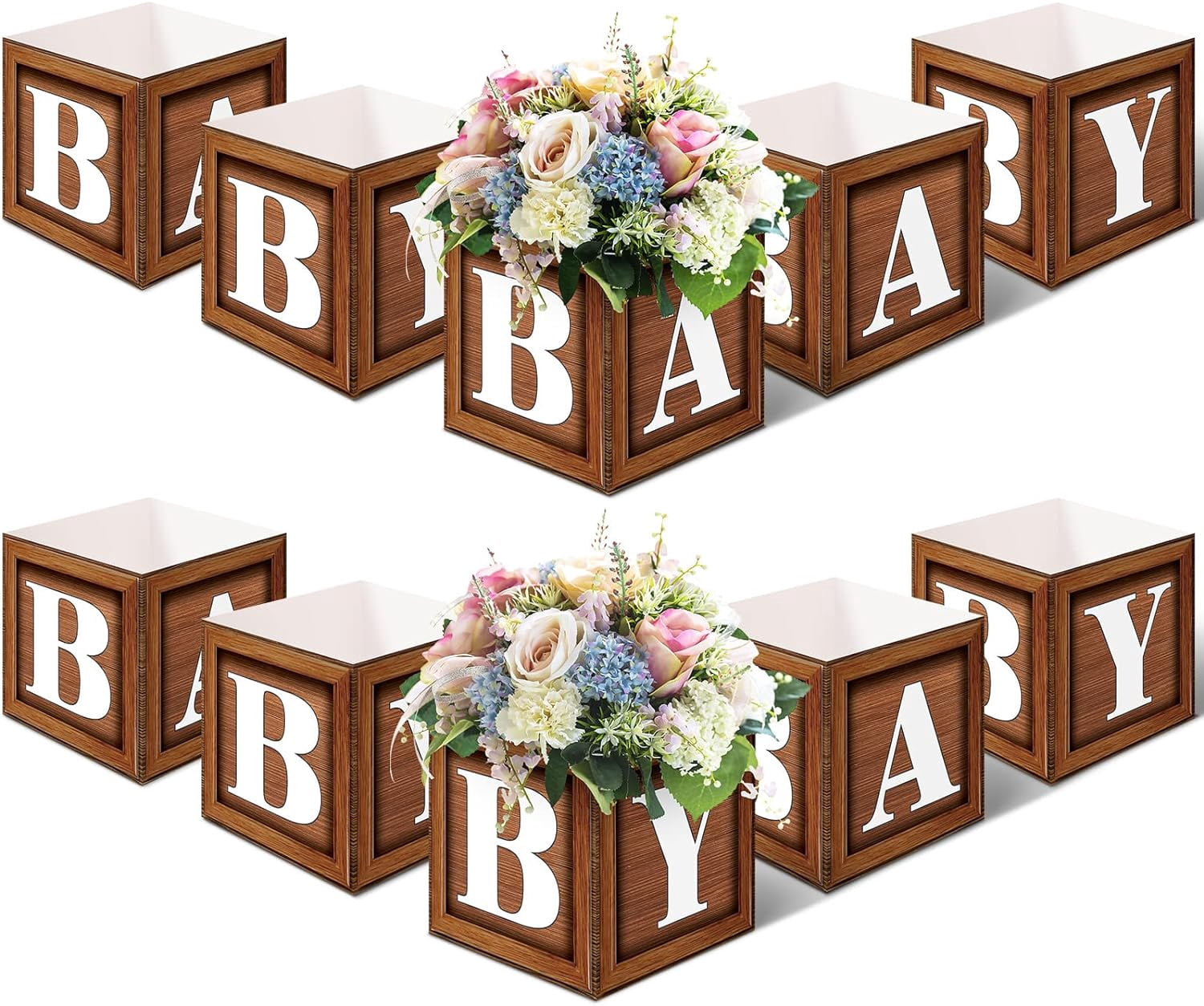 10 Piece 7x 7x 7 inch Baby Shower Centerpiece Boxes Baby Shower Party ...