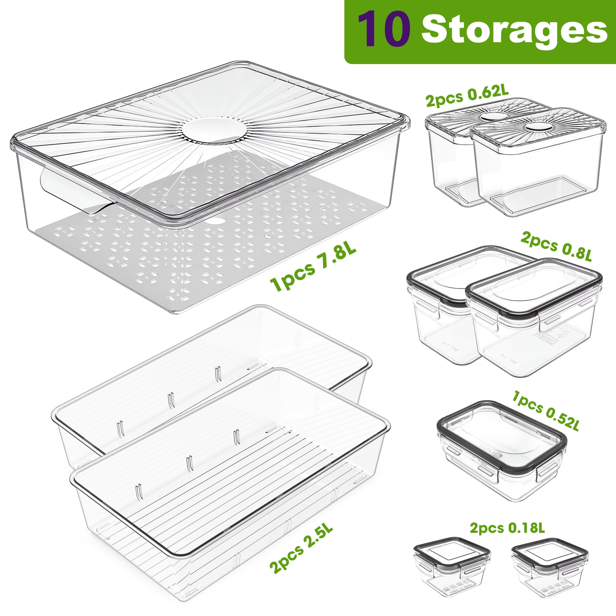 10-Piece BPA Free Airtight Food Storage Containers, Crisper Containers ...