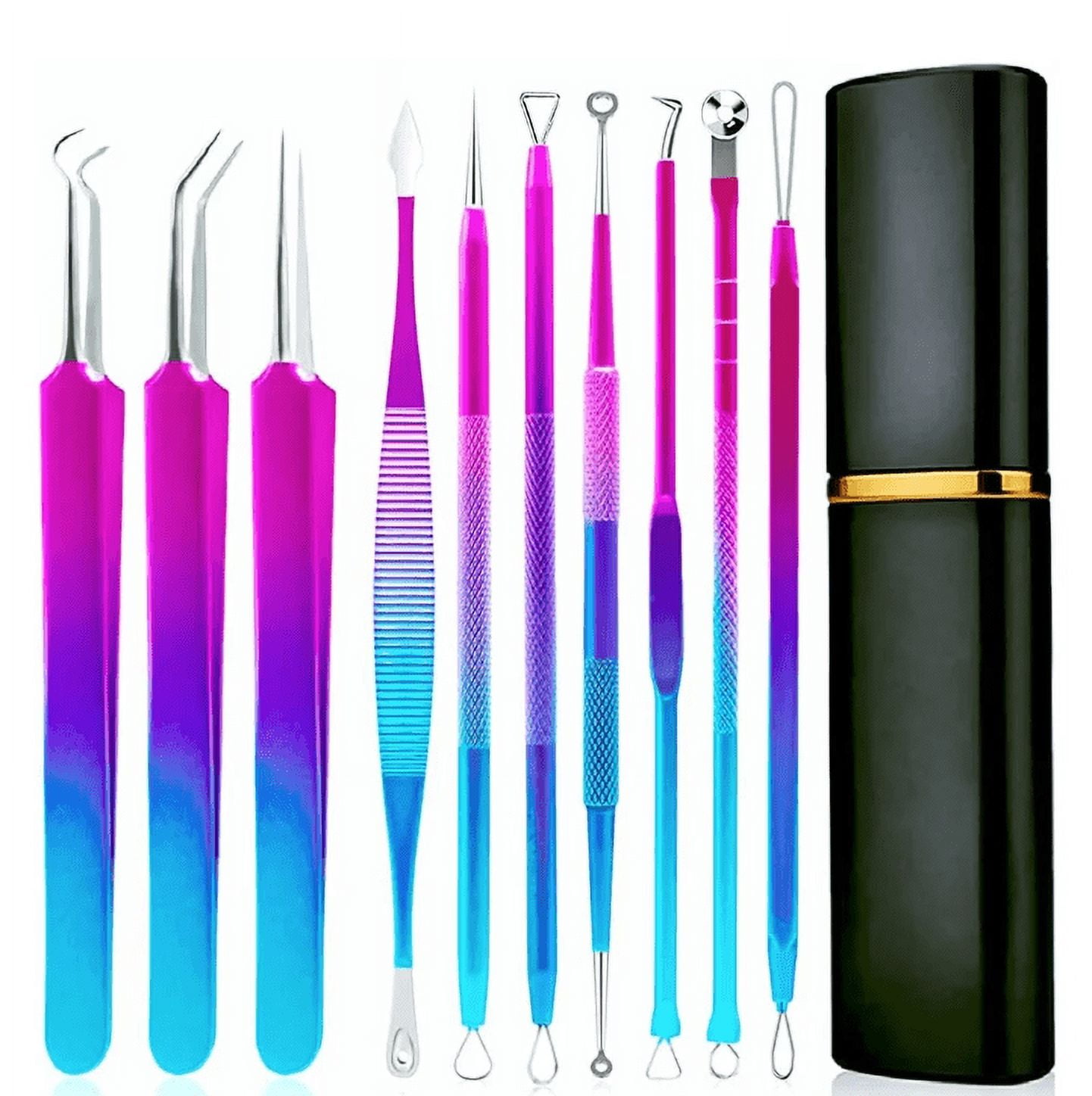 10-Piece Blackhead Extractor Kit - 420 Stainless Steel Tools with Non ...