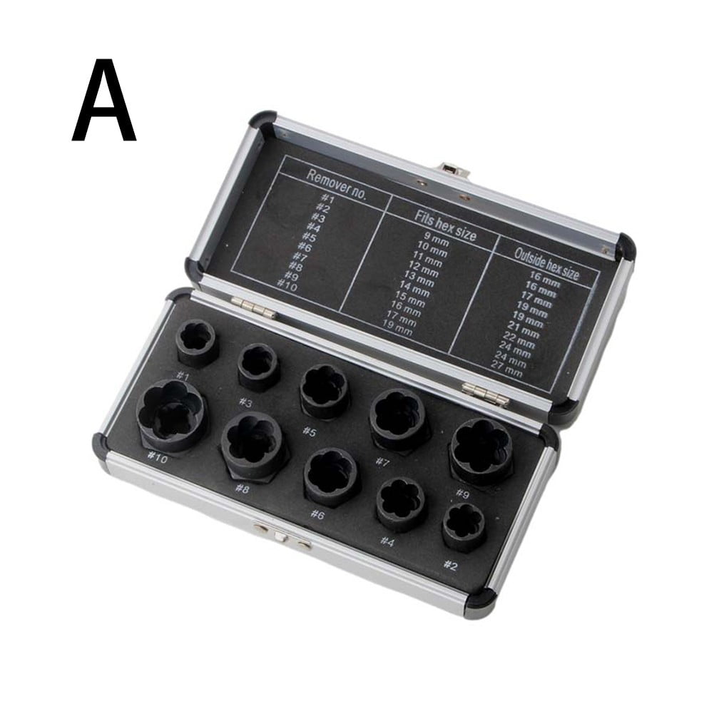 10-Piece Bolt Extractor Tool Set for Damaged Nut and Screw Removal ...