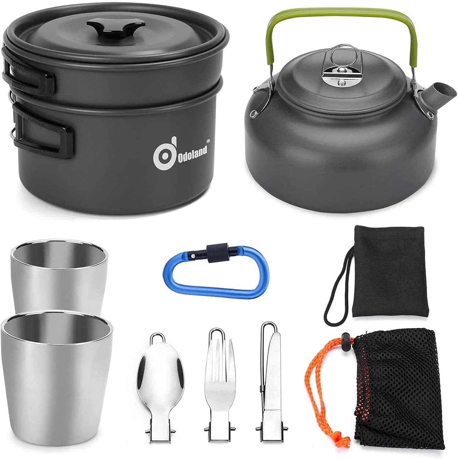 10-Piece Camping Cookware Set with Folding Campfire Grill - Stainless ...