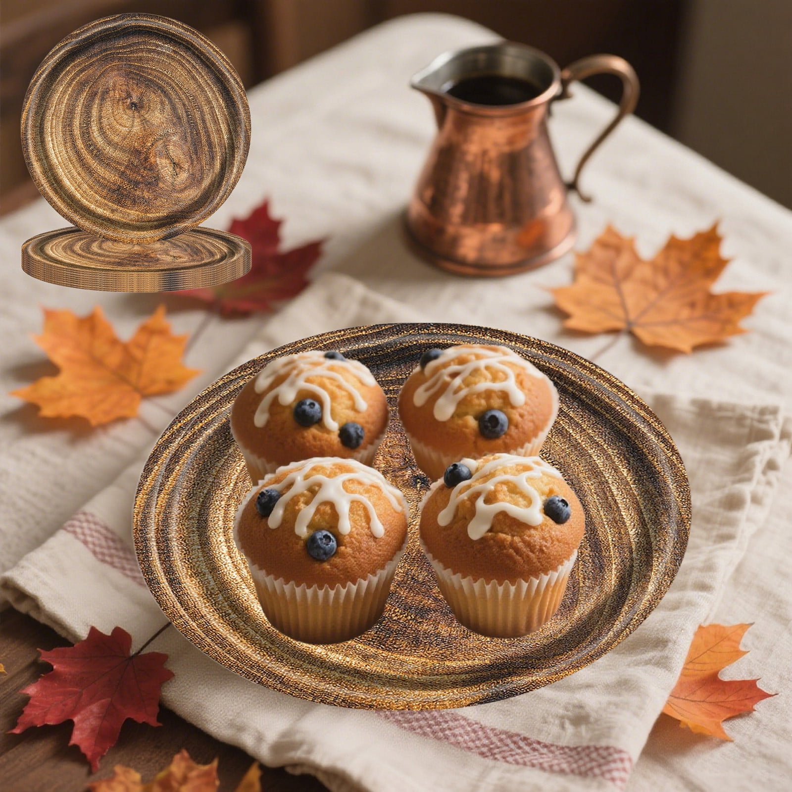 10-Piece Camping Wood Grain Dinner Plates Set, Hunters-Themed Camping ...