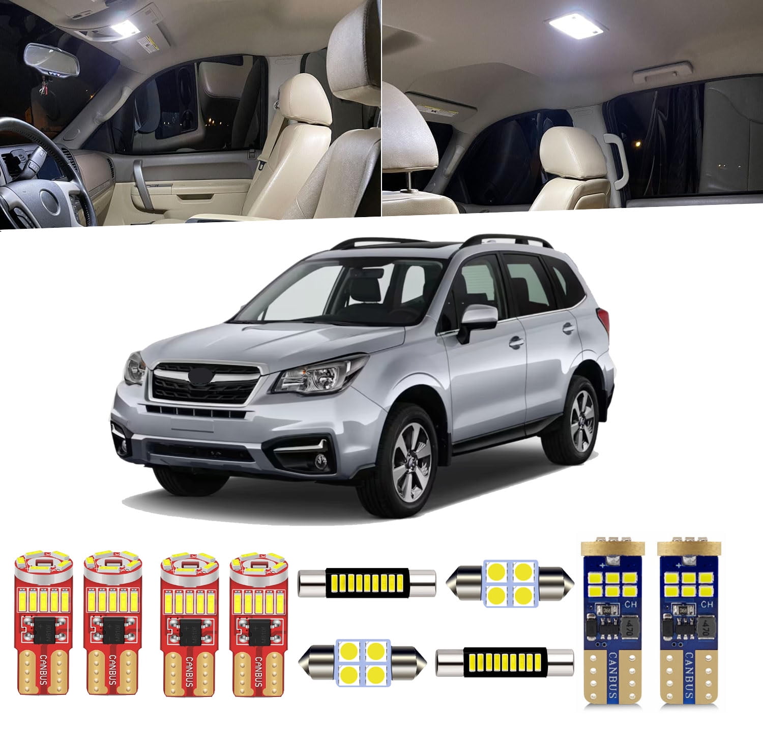 10 Piece Car Interior LED Lights Kit for Subaru Forester 2014 2015 2016 ...