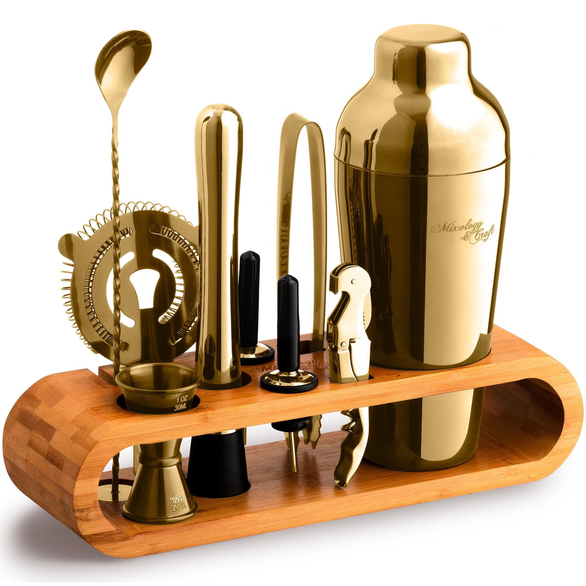 10 Piece Cocktail Shaker Set, Professional Bartender Kit with Stand ...