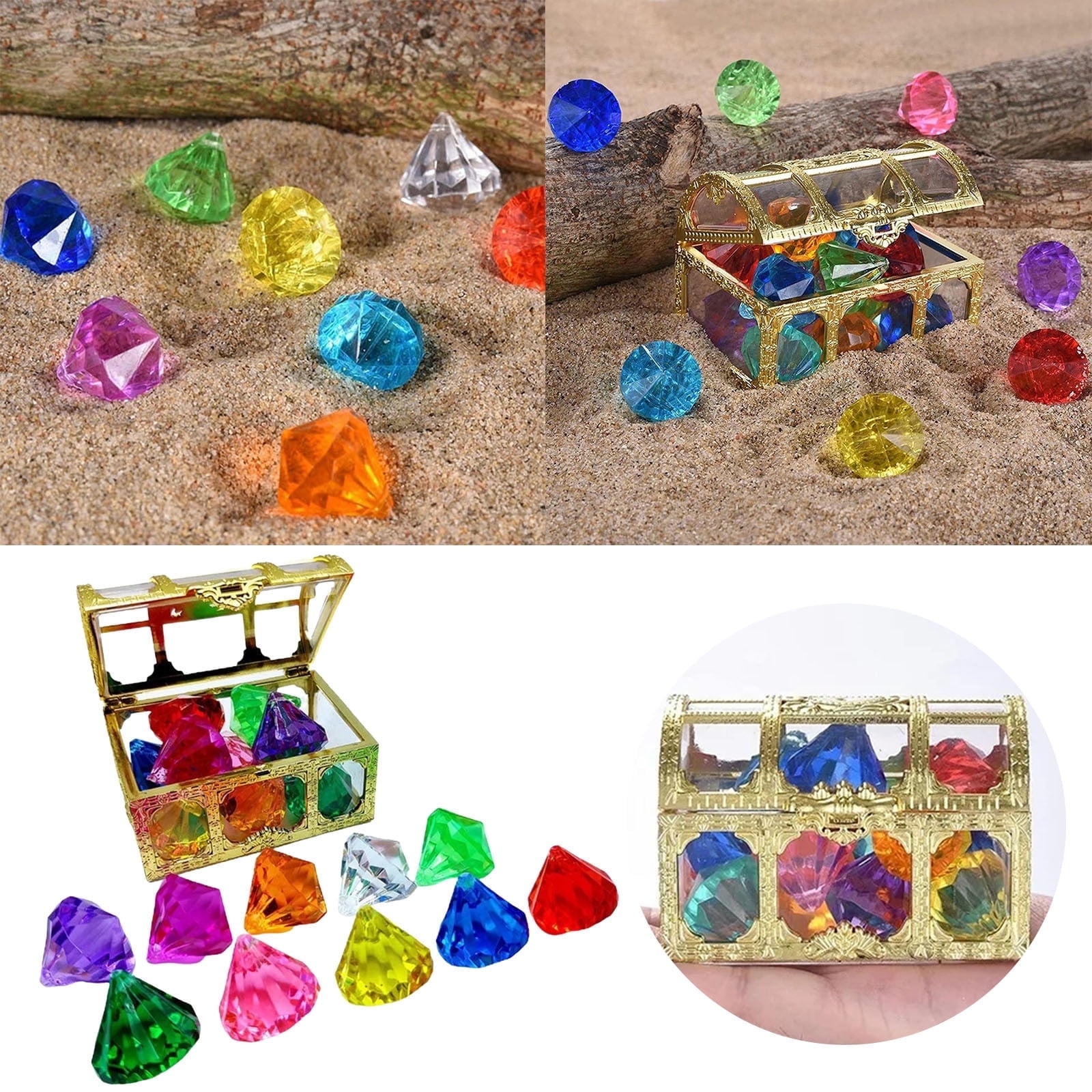10 Piece Colorful Diamond Pool Toys Set with Treasure Box Underwater ...