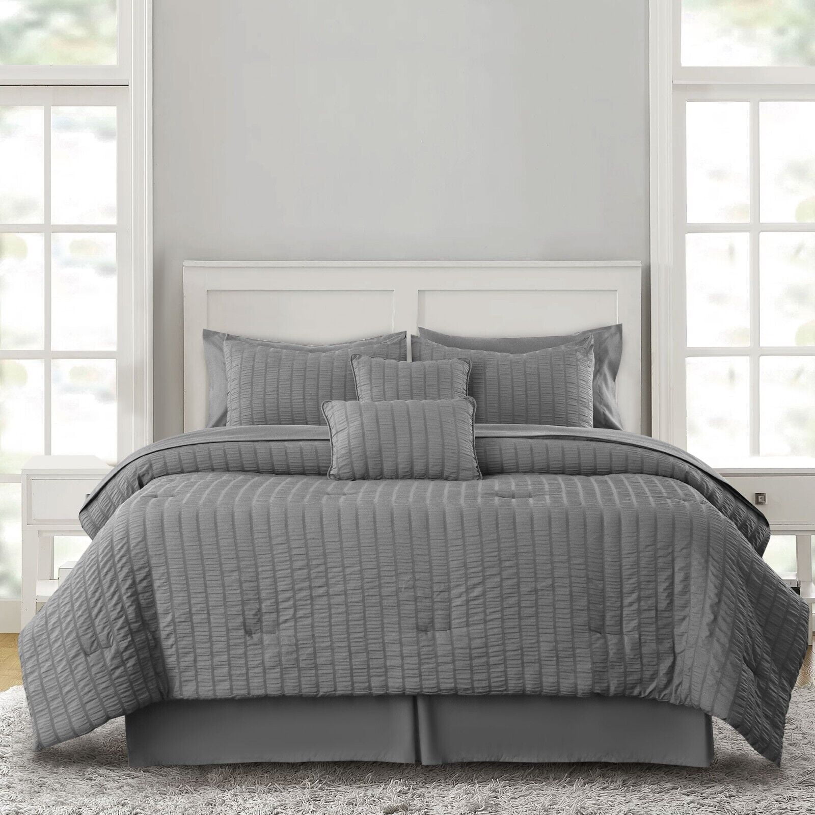 10 Piece Comforter Set Bed in a Bag All Season Reversible Bedding ...