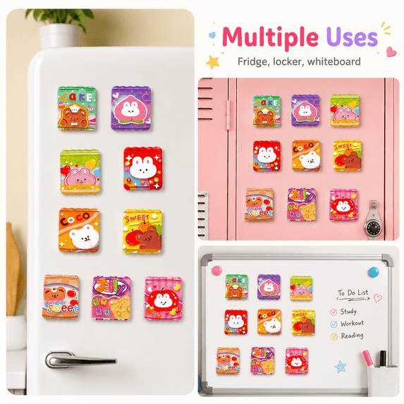 10-Piece Cute Cartoon Refrigerator Magnets, Colorful Kawaii Decorative ...