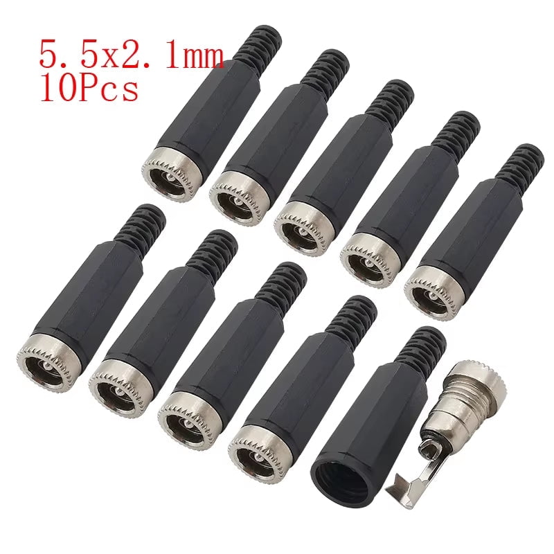 10-Piece DC Power Connector Set - Male and Female Jack Sockets (5.5x2 ...