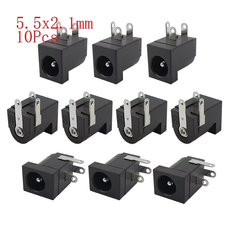 10-Piece DC Power Connector Set - Male and Female Jack Sockets (5.5x2 ...