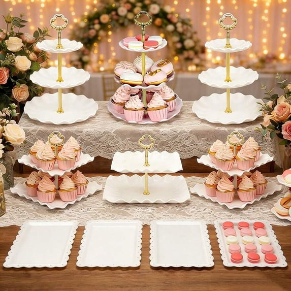 10-Piece Dessert Display Stand Set, Multi-Tier Cake Stands and Serving ...