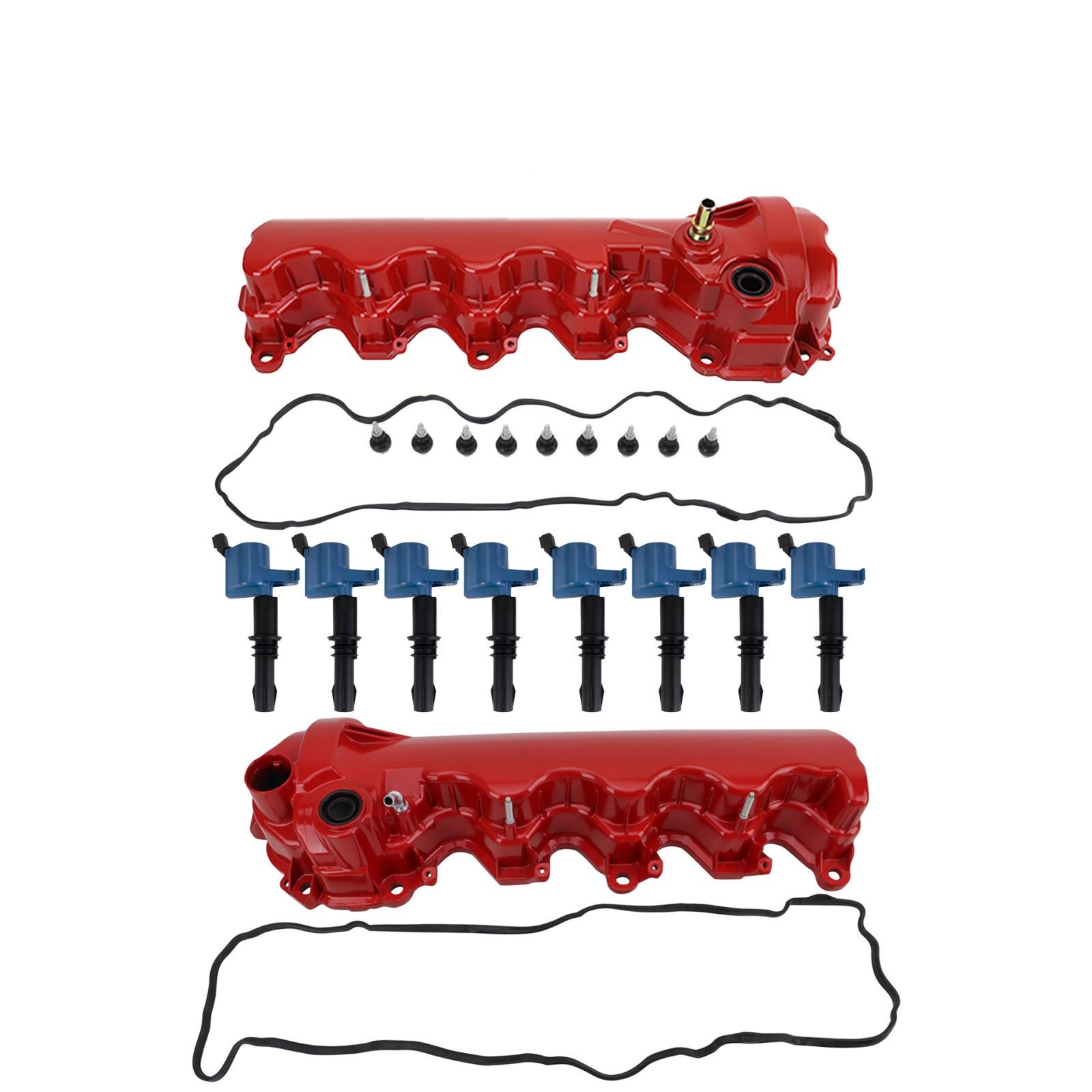 10 Piece Driver Side & Passenger Side Valve Cover & 8 Ignition Coils ...