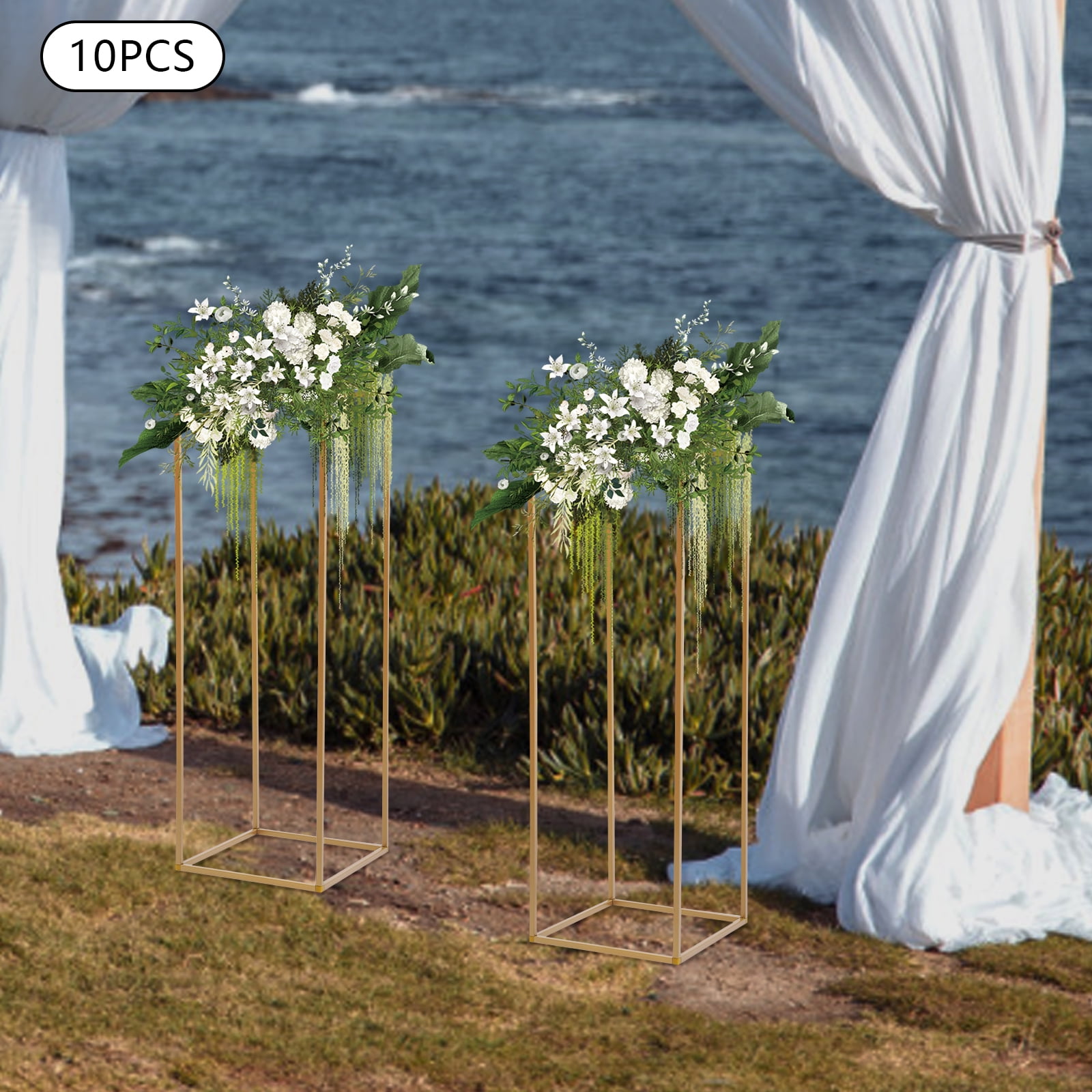 10-Piece Gold Rectangular Flower Stand Set for Weddings, Parties ...