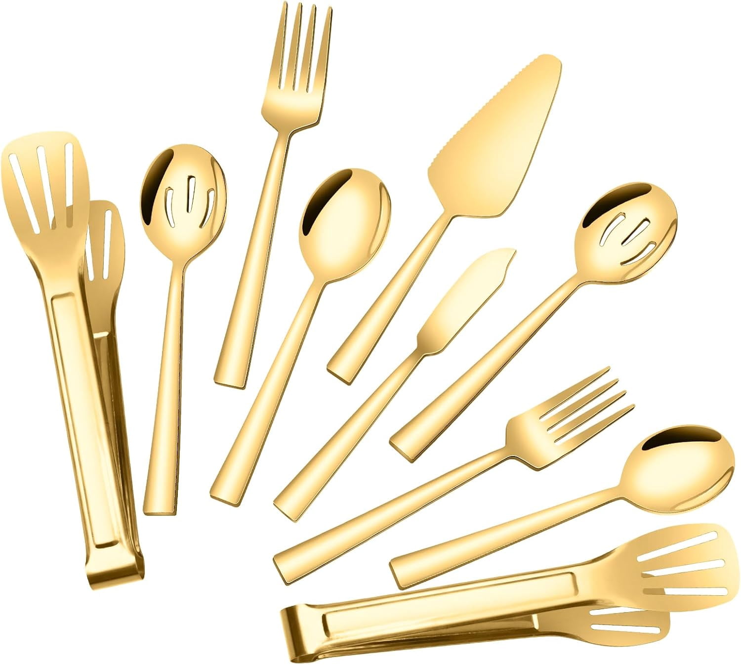 10 Piece Gold Serving Utensils, Stainless Steel Catering Serving ...