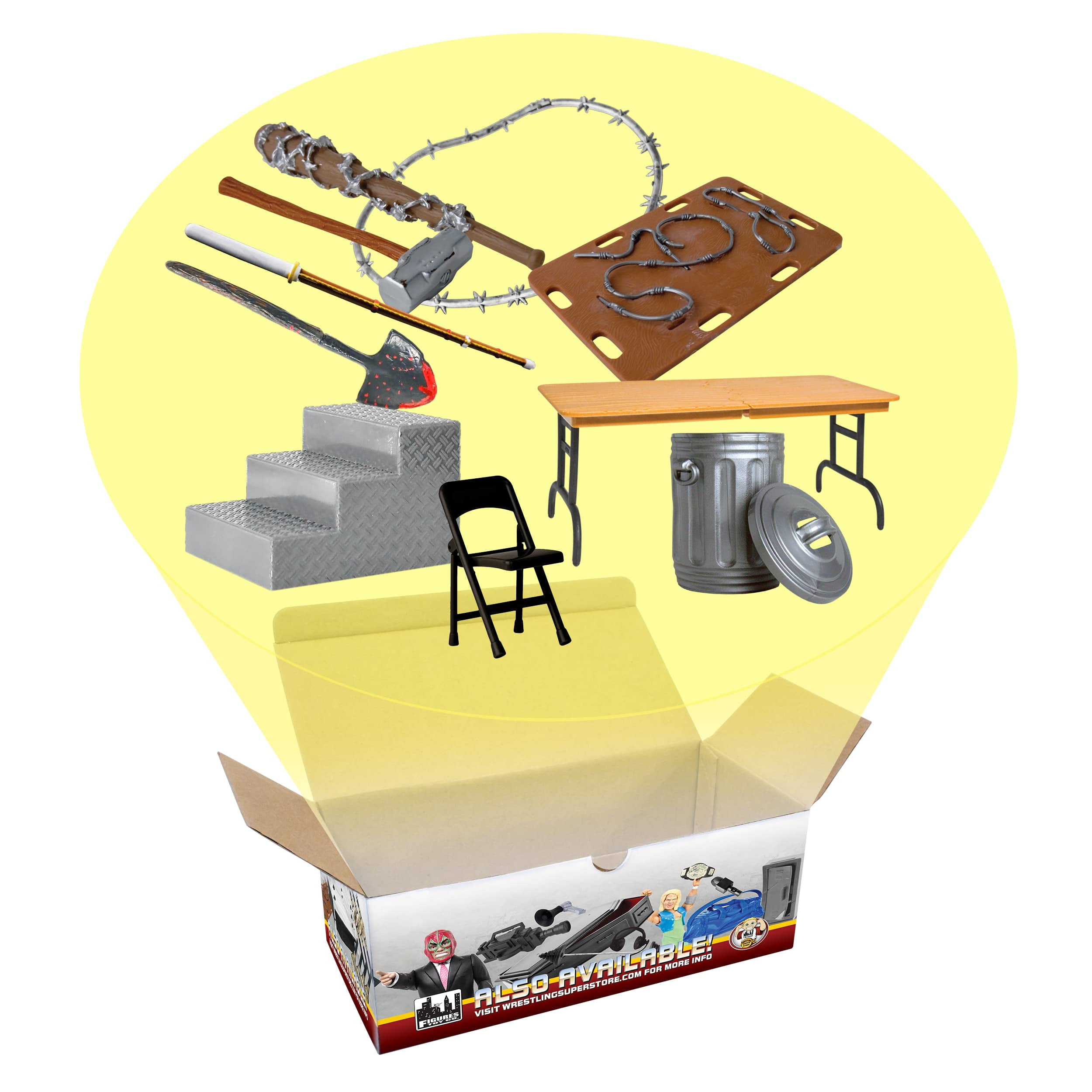 Figures Toy Company, 10 Piece Accessory Set for WWE AEW Wrestling ...