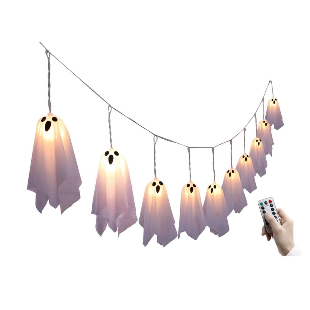 10-Piece Halloween Hanging Ghost Set with Flashing LED Lights 8.2 Foot ...
