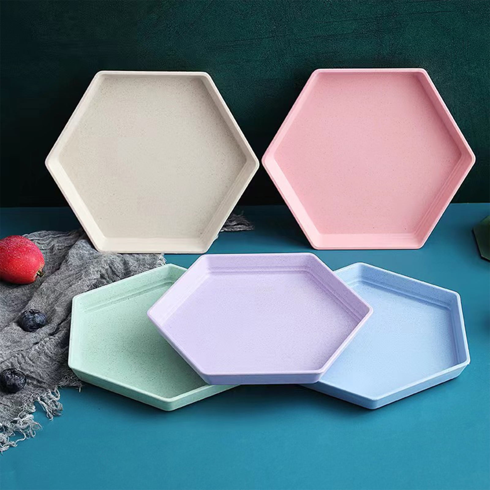 10-Piece Heart Shape Snack Plate Set with Storage Base, Multicolor ...