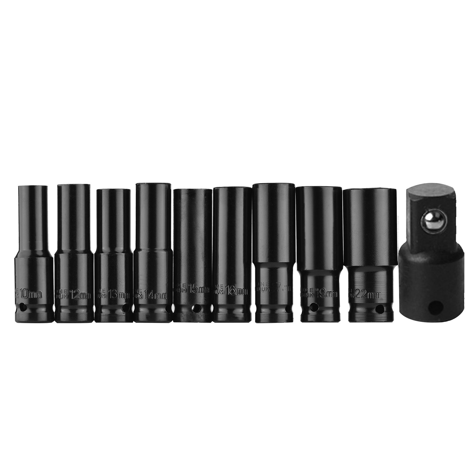 10 Piece Hex Impact Socket Set, Metric Sizes 8 19mm With Storage Box ...