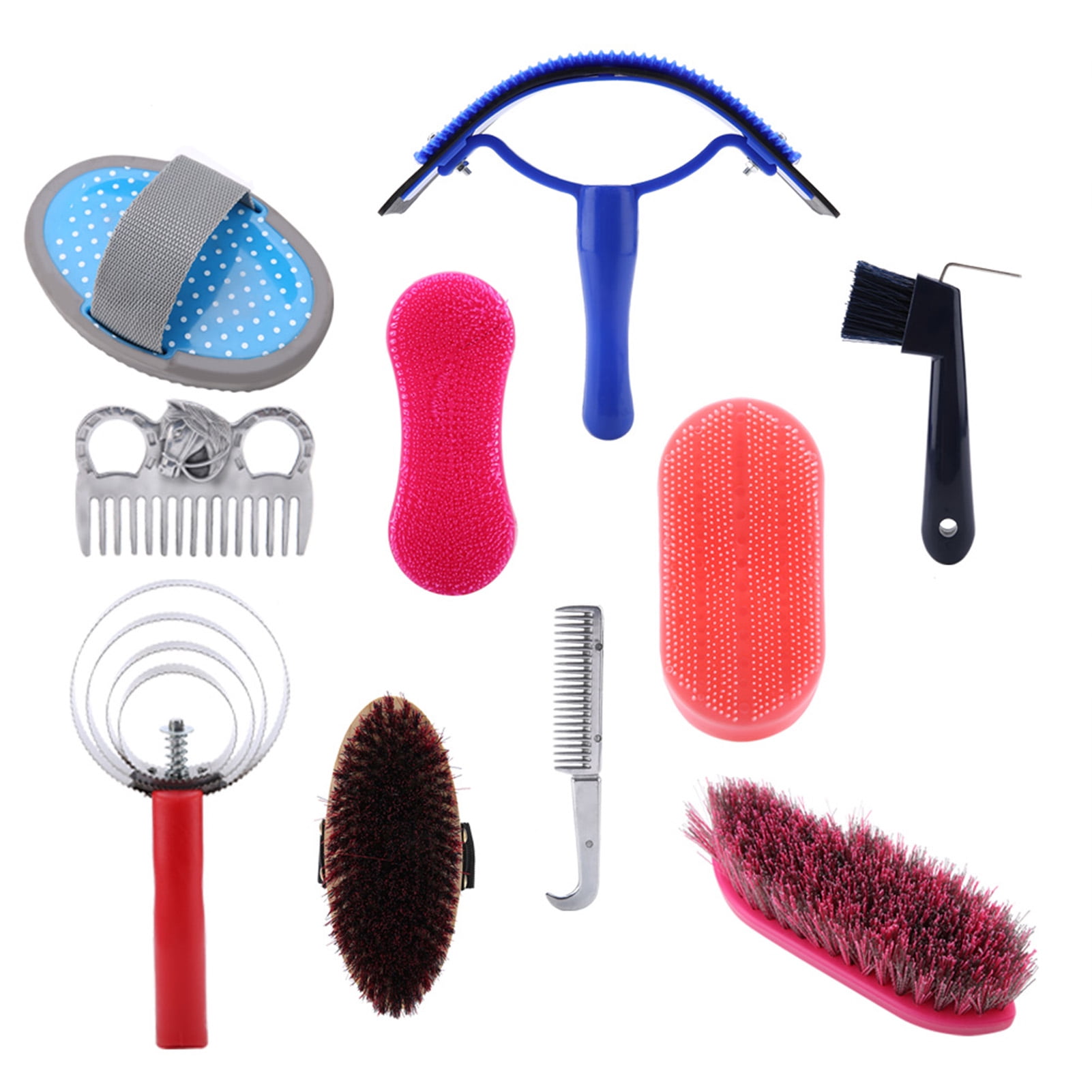 10,Piece Horse Grooming Kit, Brushes, Combs Hoof Pick For Equestrian ...