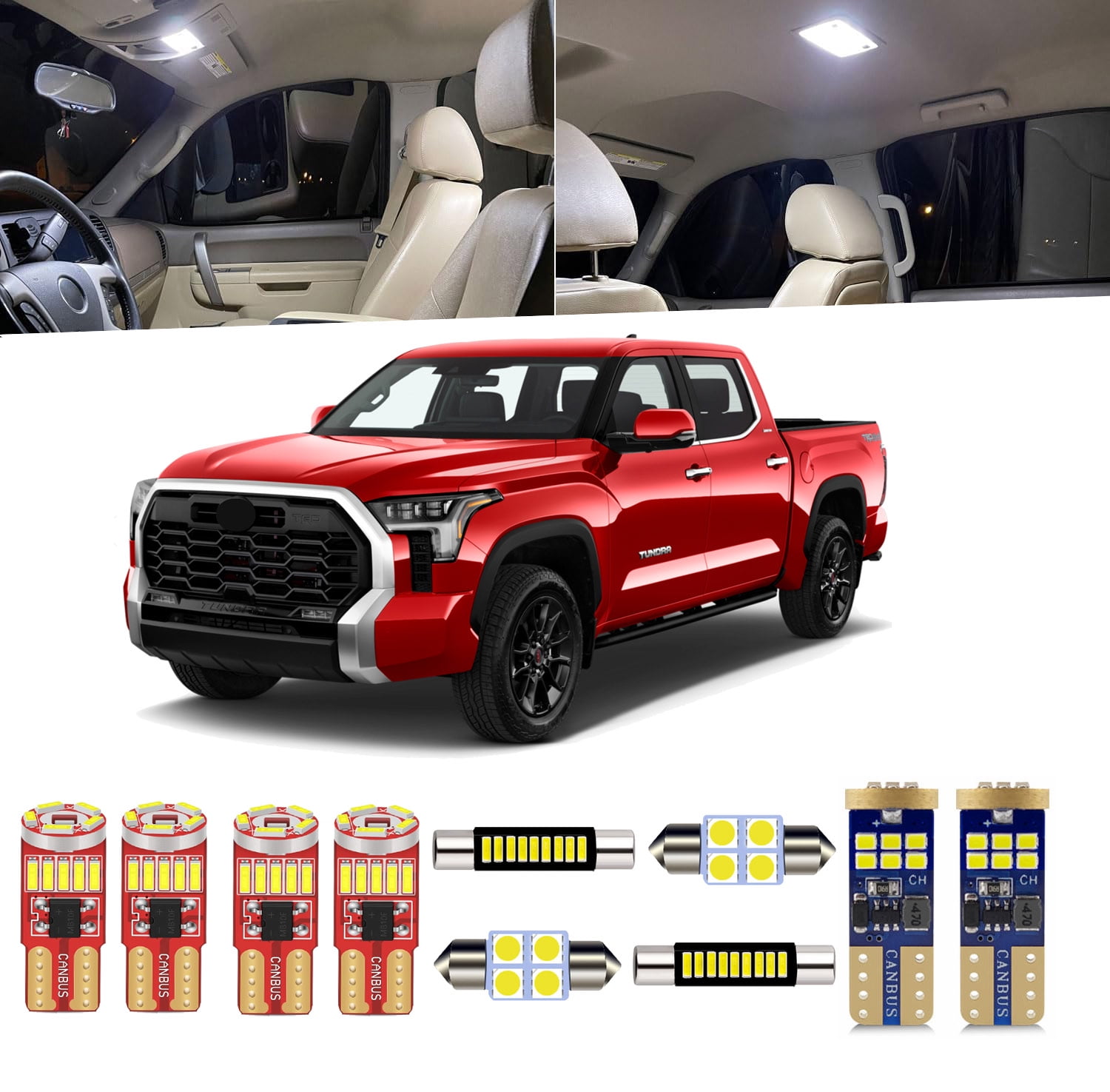 10 Piece Interior LED Lights Kit for Toyota Tundra 2022-2026 Dome Map ...