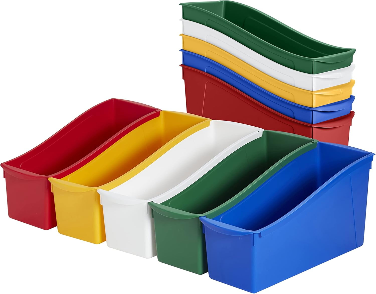 10-Piece Interlocking Linking Book Bin Set | Assorted Colors for ...