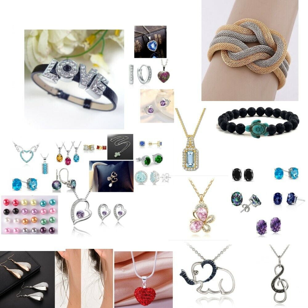 10 Piece Jewelry Lot High Quality Gold Crystal Love Heart Charm Silver ...