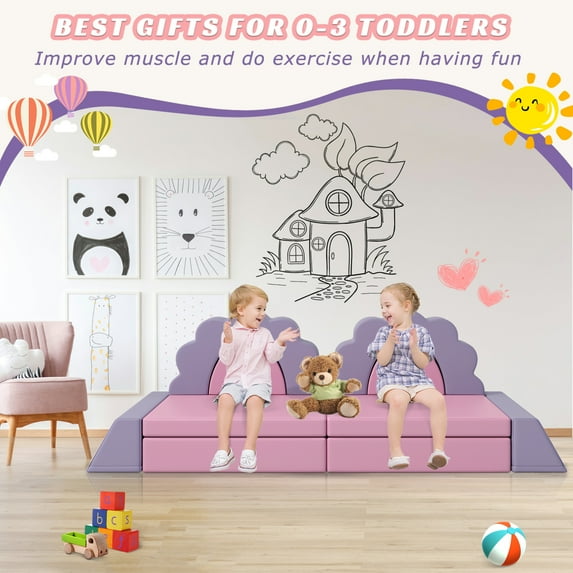 10-Piece Kids Modular Play Set - Soft Foam Climbing Blocks with Non ...
