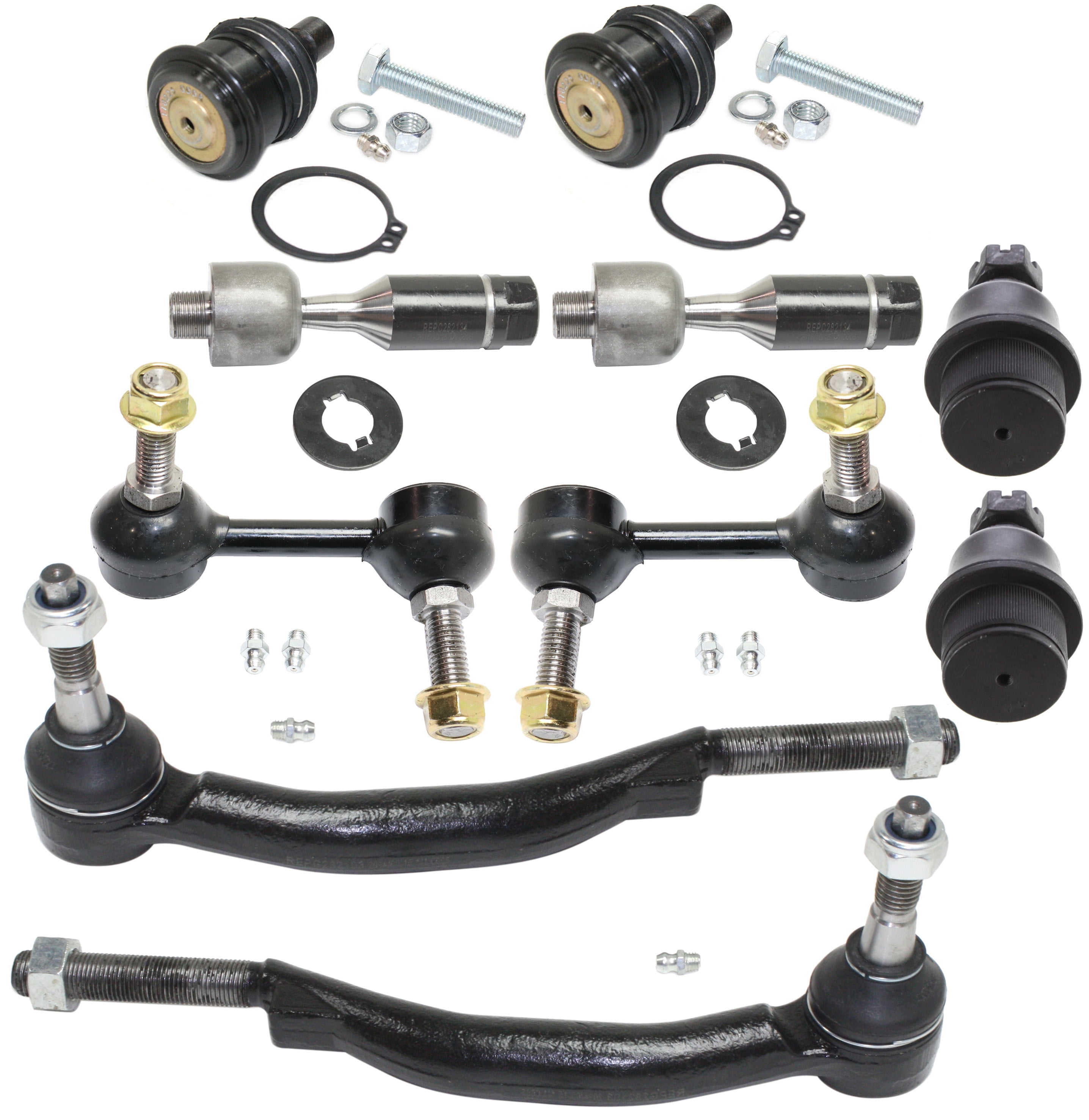 10-Piece Kit Front Suspension includes Ball Joint Sway Bar Link and Tie ...