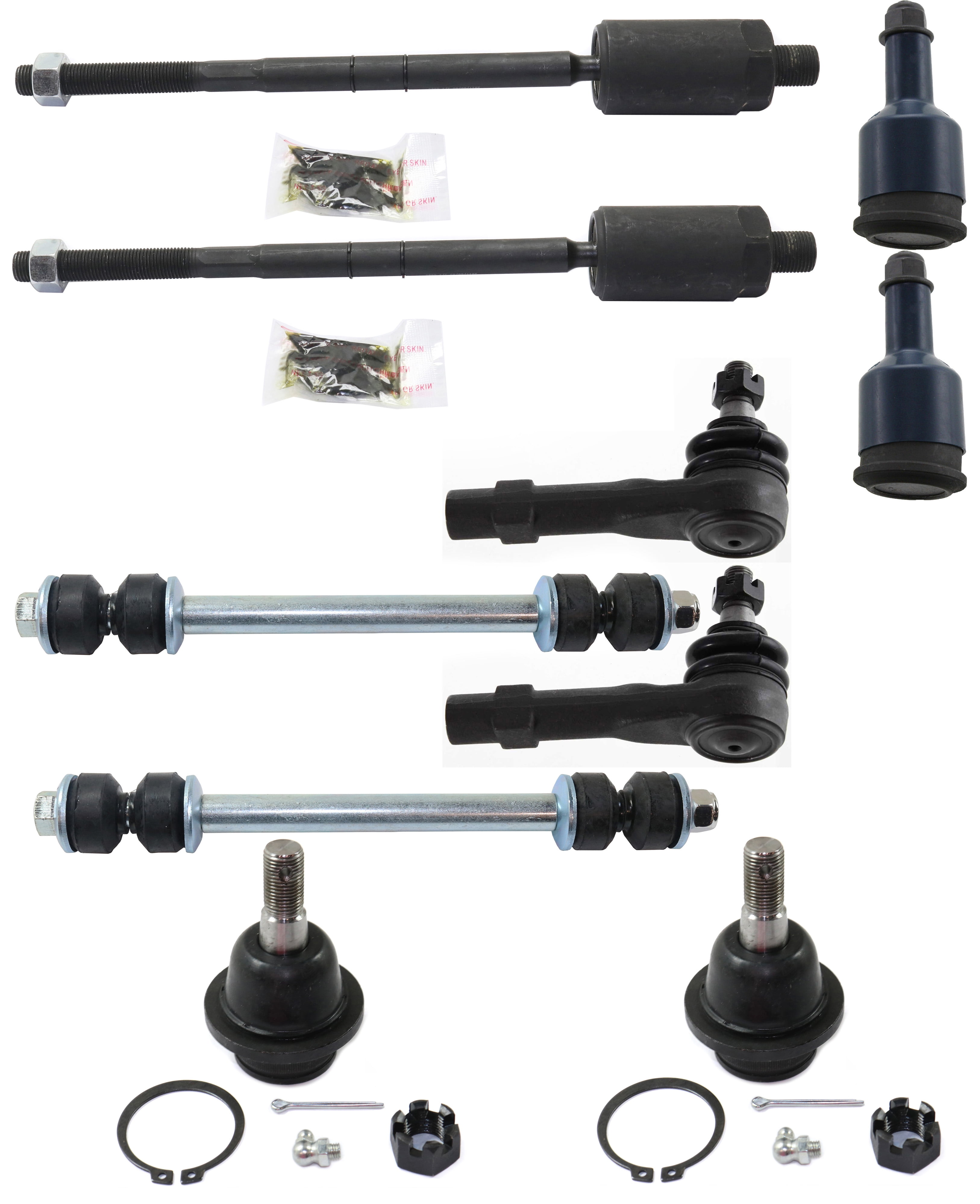 10-Piece Kit Front Suspension includes Ball Joint Sway Bar Link and Tie ...