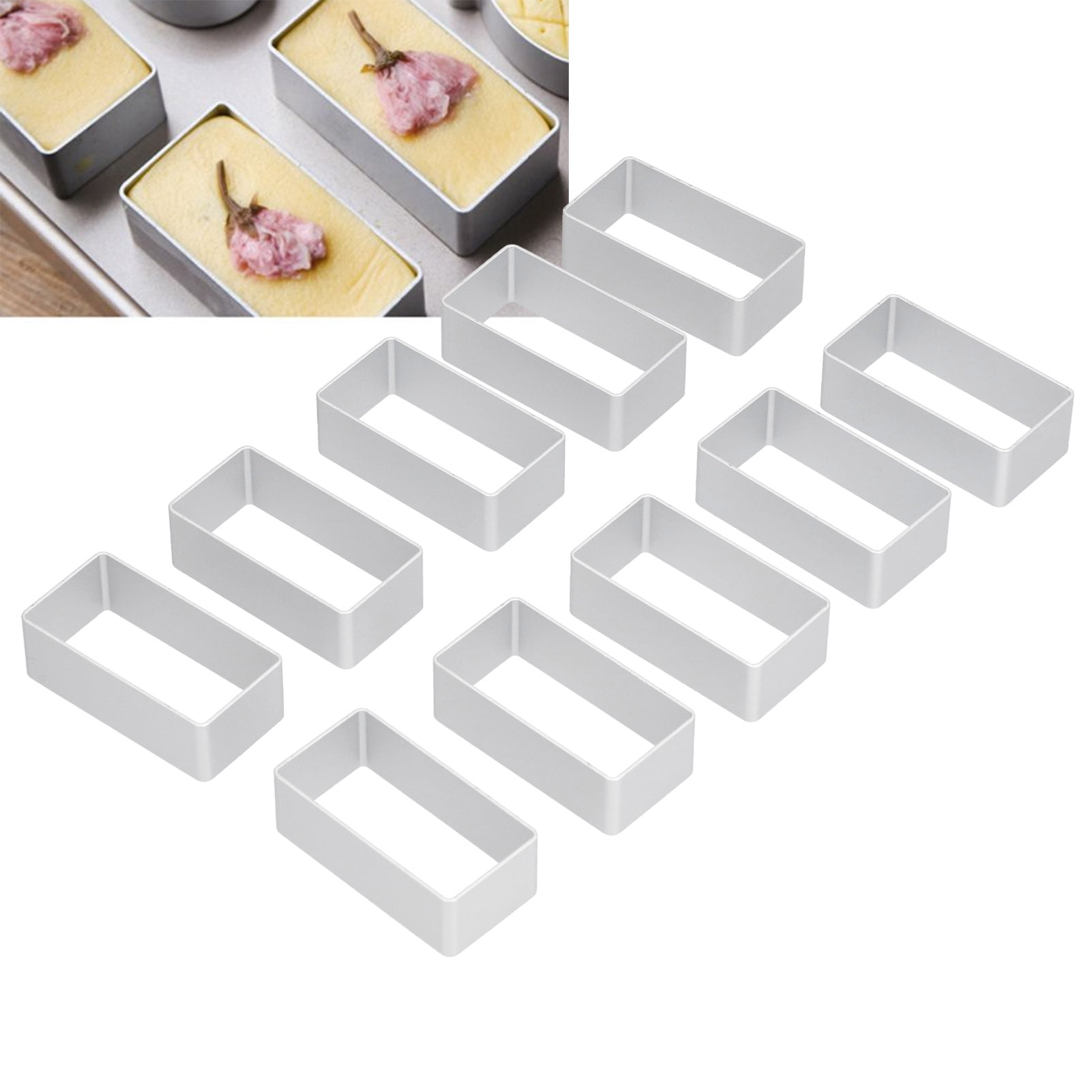 10 Piece Large Rectangle Stainless Steel Moon Cake Mold Set, Premium ...