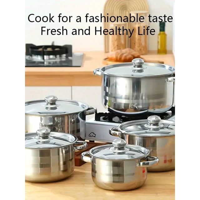 10-Piece Luxury Stainless Steel Induction Cookware Set with Non-Stick ...