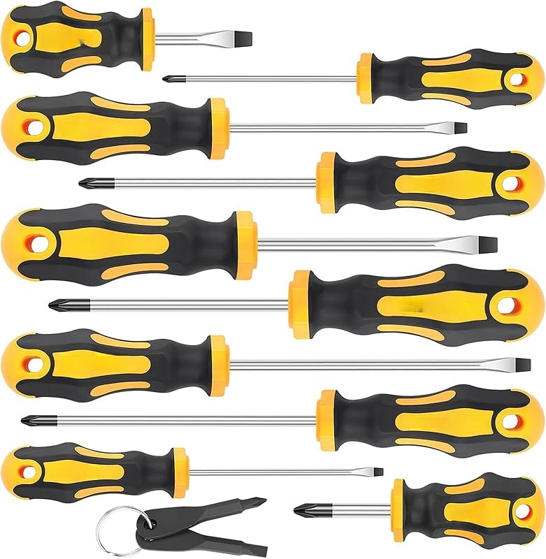10-Piece Magnetic Screwdrivers Set, 5 Phillips and 5 Slotted Tips ...