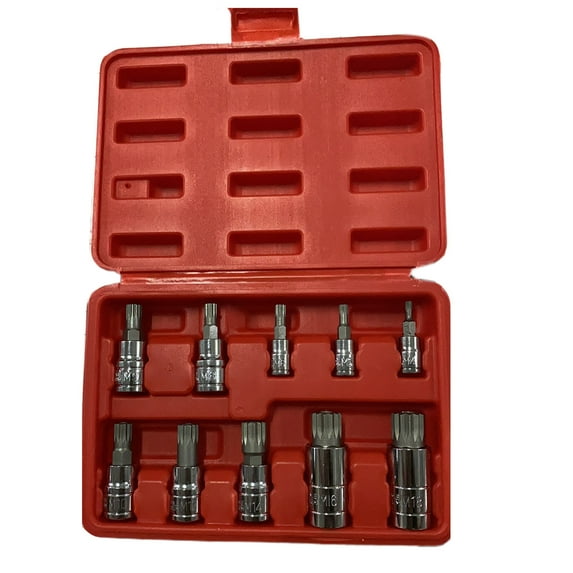10 Piece Mixed Drive Metric XZN Triple Square Spline Bit Socket Set ...