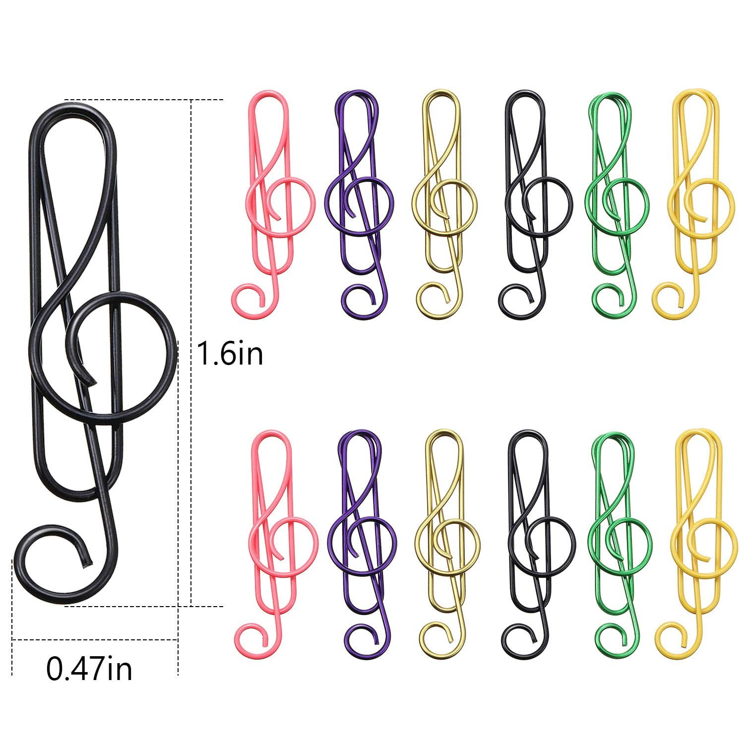 10-Piece Musical Note Paper Clips - Colorful Shaped Metal Document ...