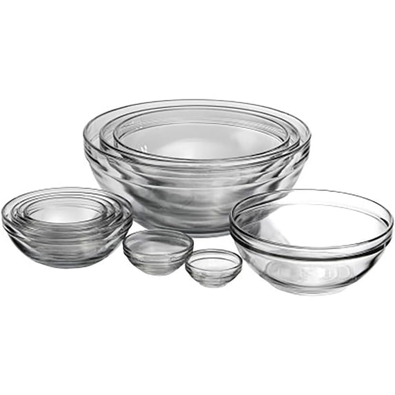 10 Piece Nesting Mixing Bowl Set with Lids, Durable Glass Serving and ...