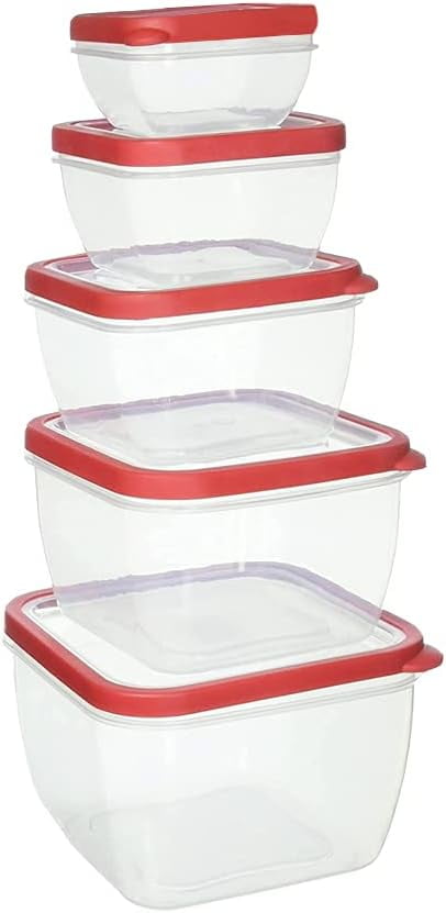 10 Piece Nesting Square Food Storage Set (Red) - Walmart.com