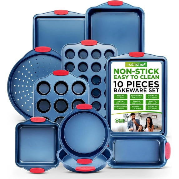 10-Piece Nonstick Bakeware Set - Premium Carbon Steel Baking Pans w ...