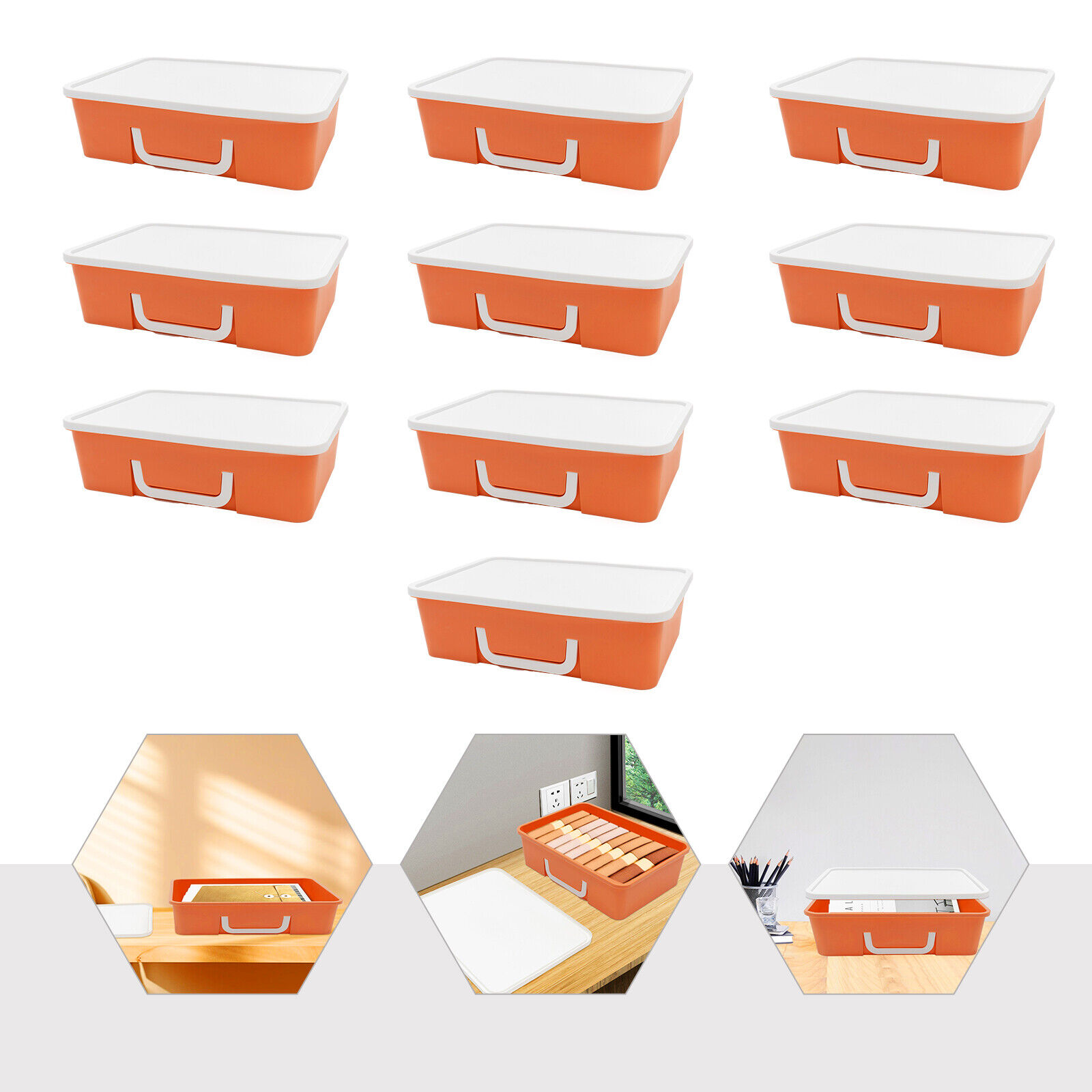 10 Piece Office File Organizer Storage Holder Box Flat File Box with ...