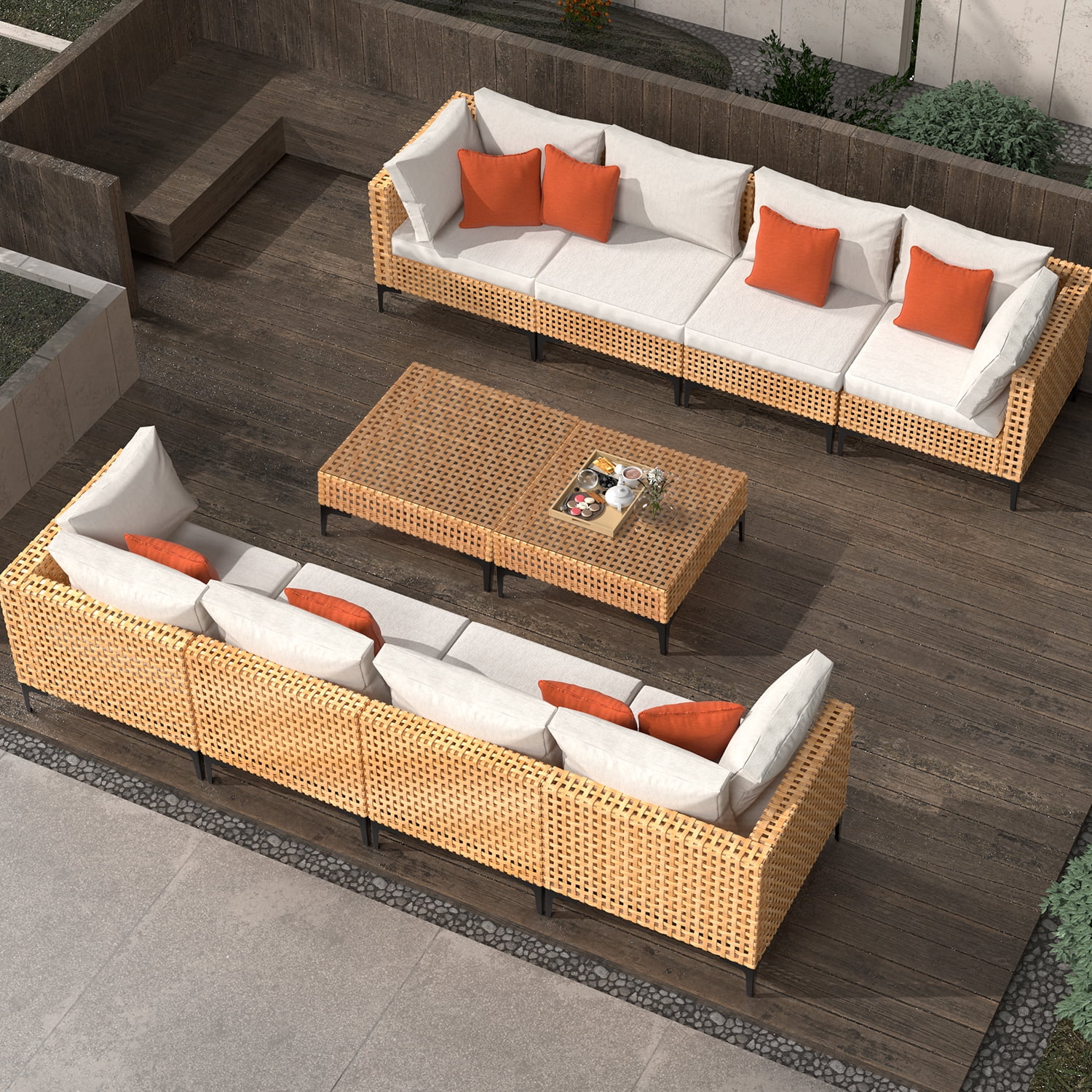 10 Piece Outdoor Patio Furniture Set Modular Outdoor Furniture Set ...