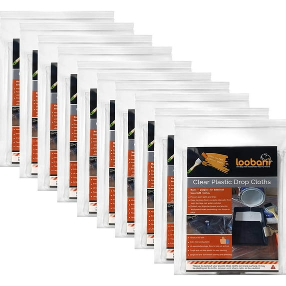 10 Piece Painter Plastic Drop Cloths Sheet,Waterproof Anti-dust Cover ...