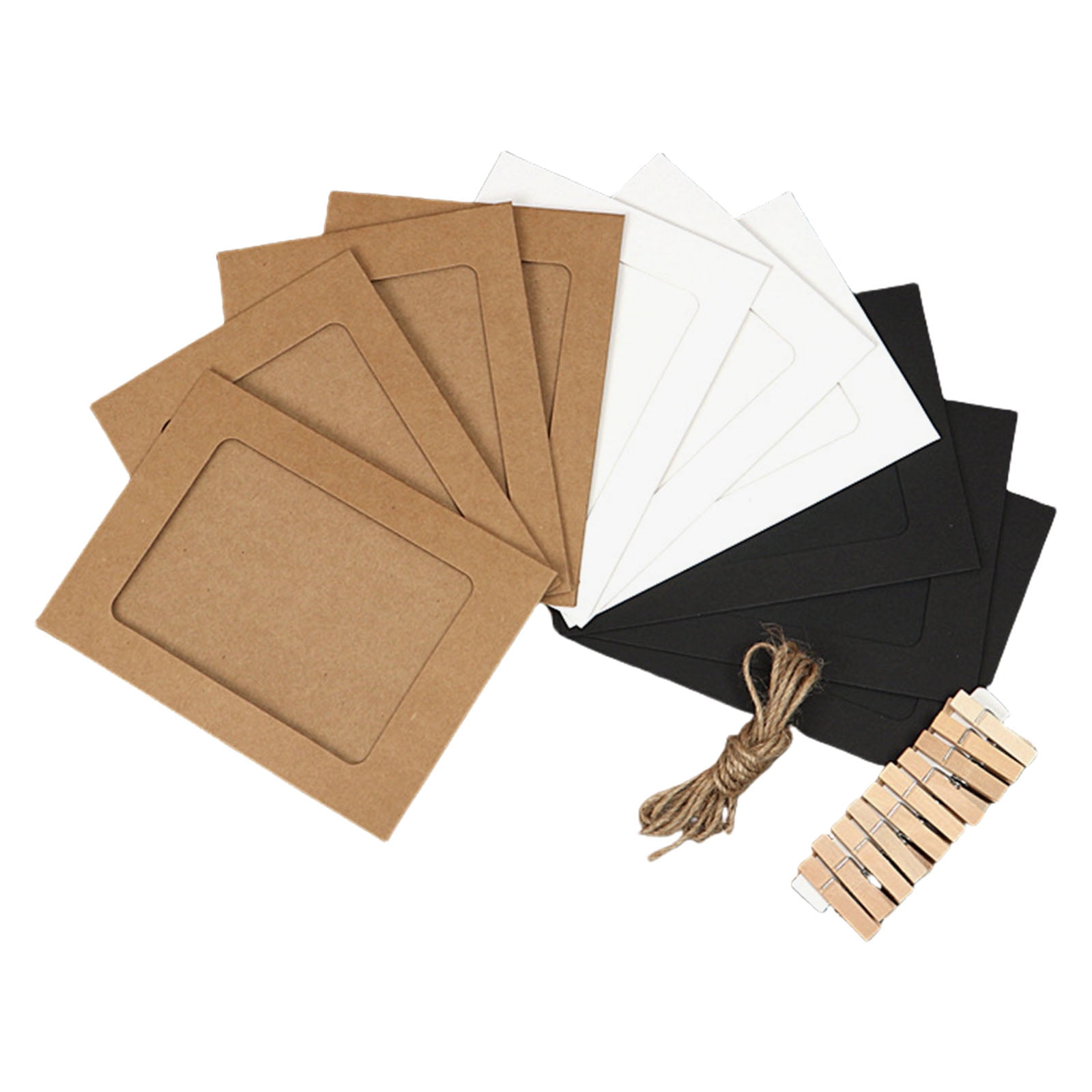 10 Piece Paper Photo Frame Set With Rope and Clips Wall Picture Display ...