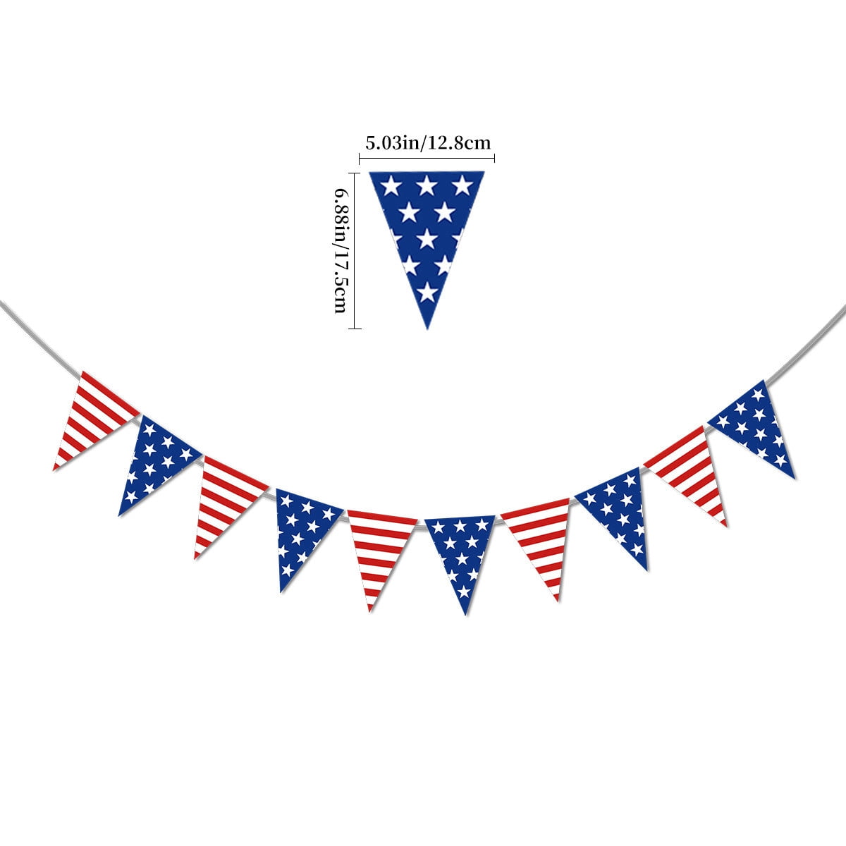 10 Piece Patriotic Pennant Banner, Red White Blue Star Stripe Pull Flag ...