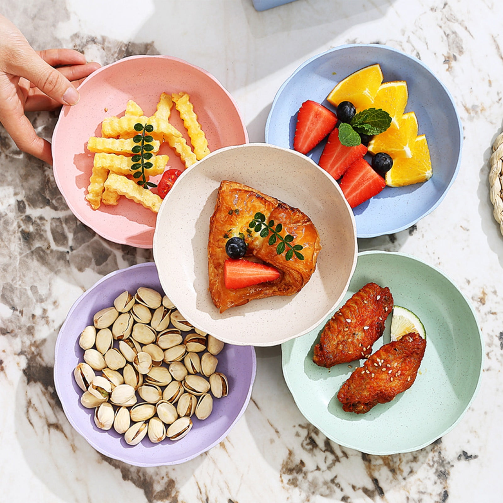 10-Piece Plastic Cutlery Set with 6.29-Inch Food Tray & Snack Bowl ...