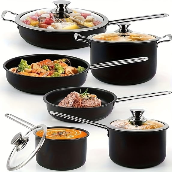 10-Piece Pots And Pans Set, Nonstick Kitchen Cookware With Stay-Cool ...