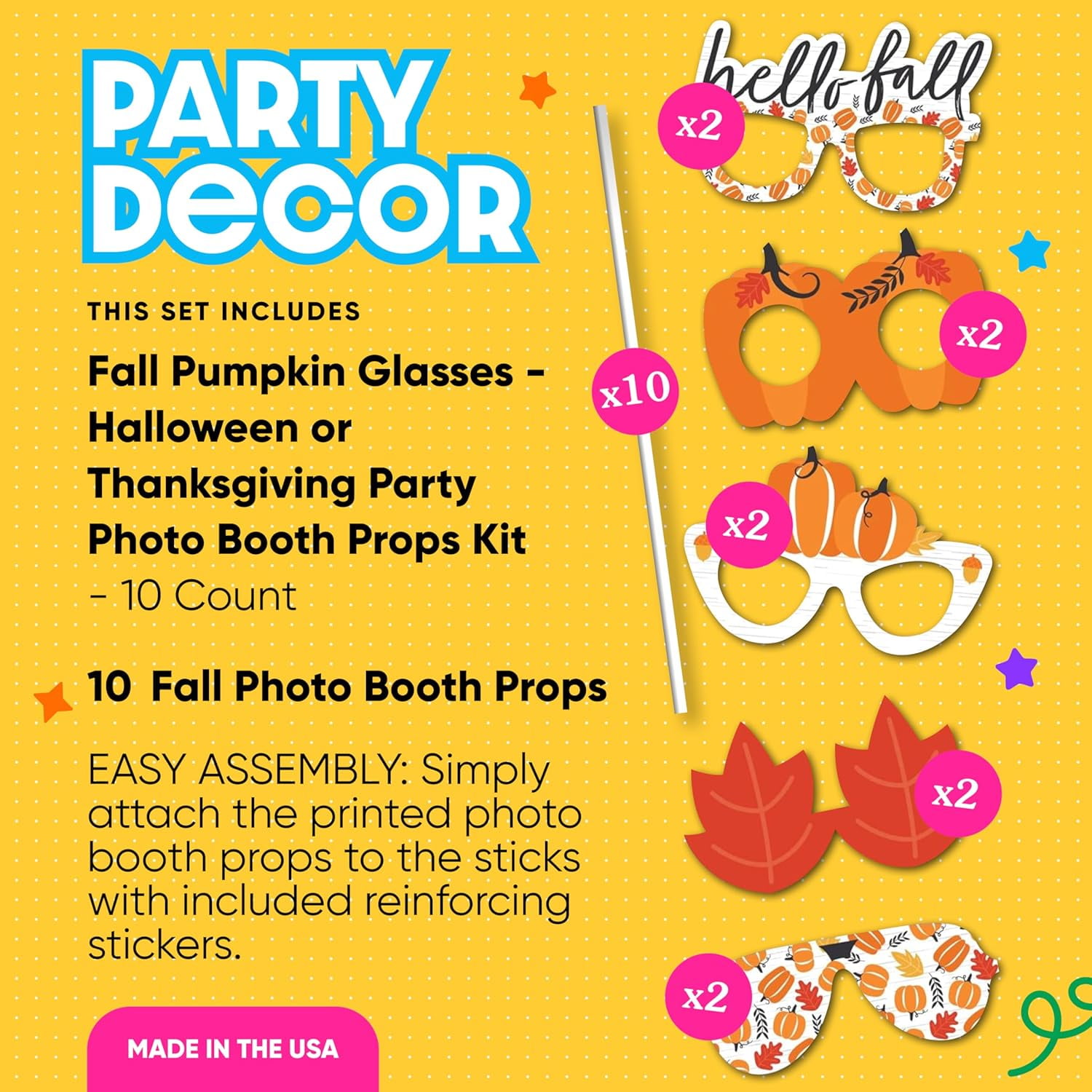 10-Piece Pumpkin-Themed Photo Props Set for Autumn Celebrations Perfect ...