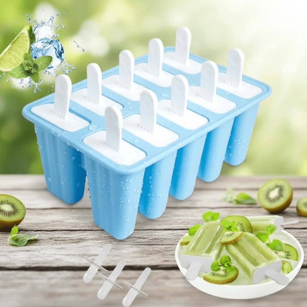10-Piece Reusable Silicone Popsicle Molds with Sticks, BPA-Free Ice Pop ...